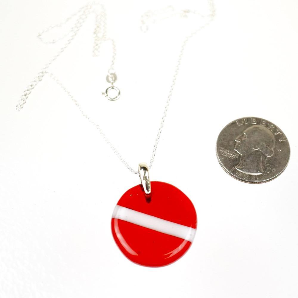 Scuba Diving Necklace Down Flag round Pendant Fused Glass– Zulasurfing ...