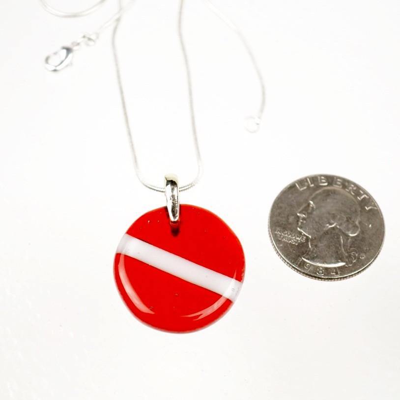 Scuba Diving Necklace Down Flag round Pendant Fused Glass– Zulasurfing ...