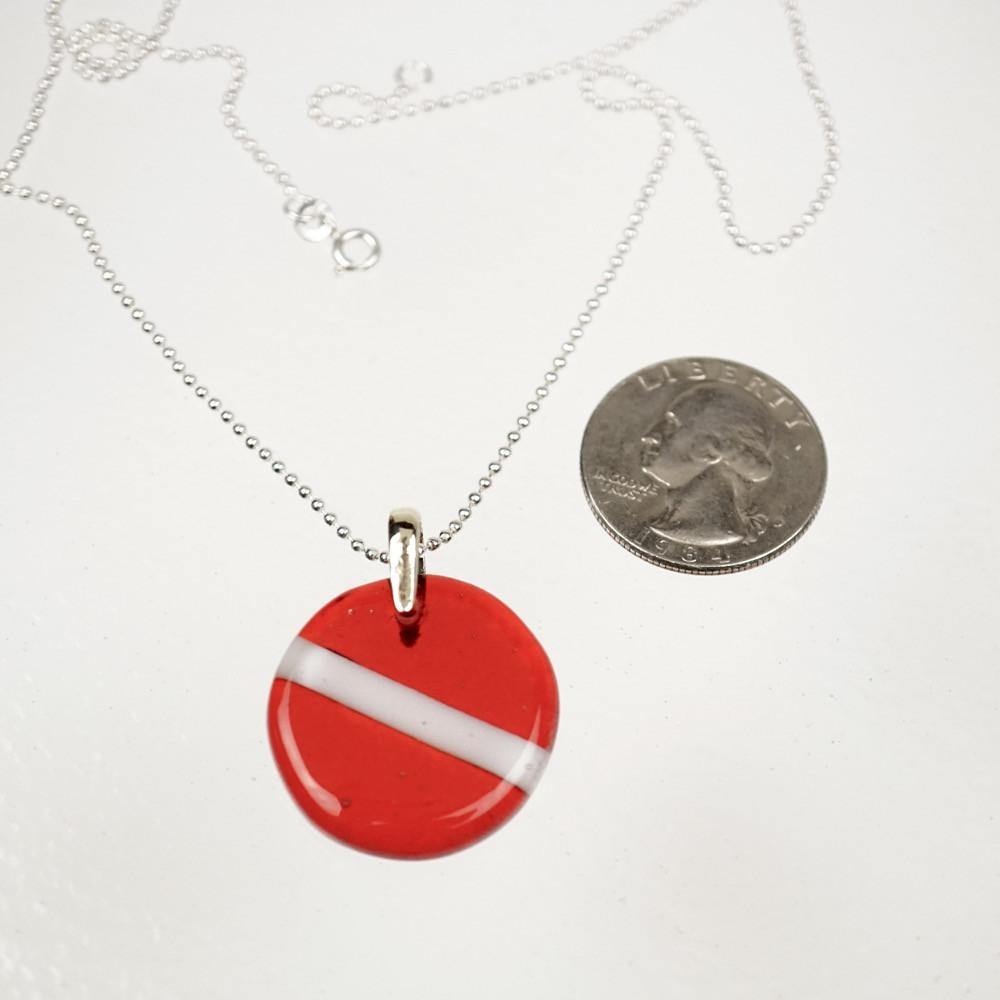 Scuba Diving Necklace Down Flag round Pendant Fused Glass - Zulasurfing ...