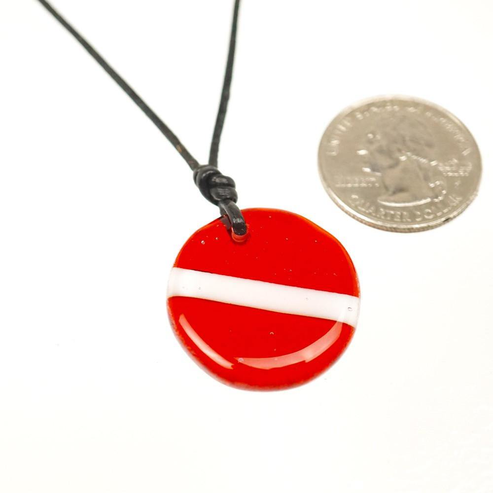 Scuba Diving Necklace Down Flag round Pendant Fused Glass– Zulasurfing ...